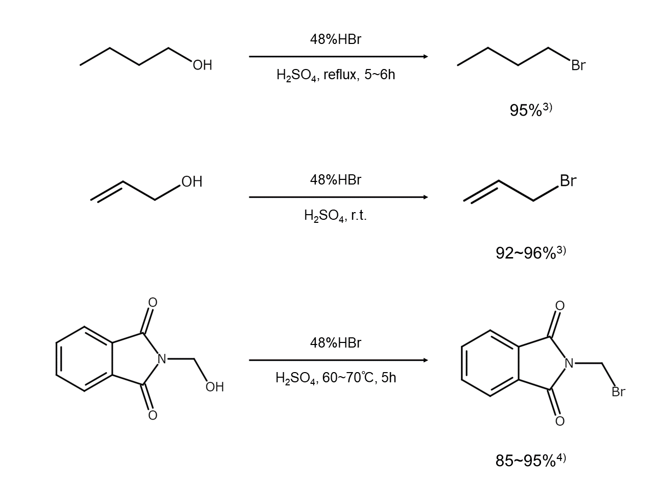 Bromination reactions with hydrogen bromide (bromoalkane synthesis from ...